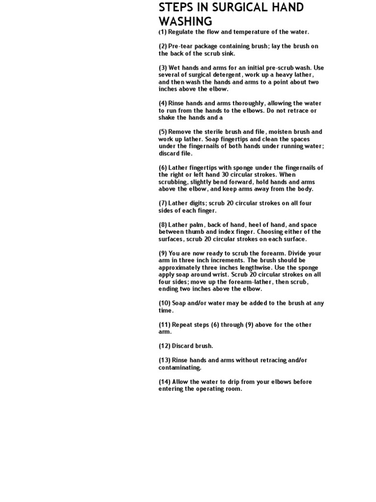 Surgical Hand Washing Steps Guide | PDF | Finger | Hand