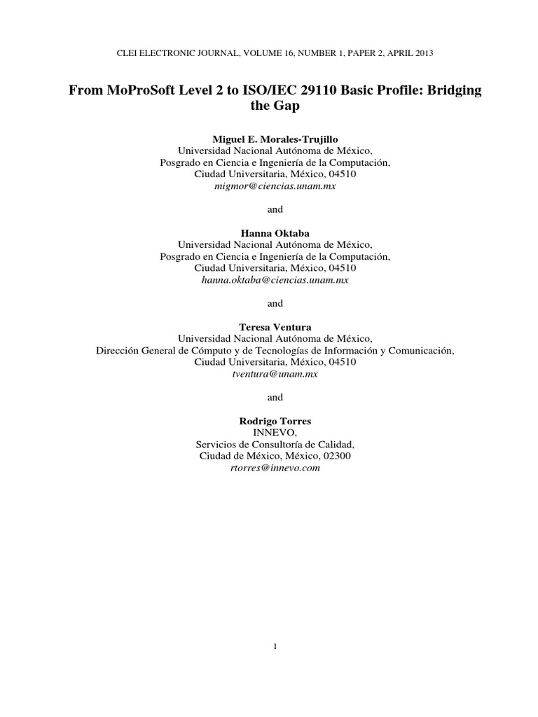 From Moprosoft Level 2 To Iso/Iec 29110 Basic Profile: Bridging The Gap ...