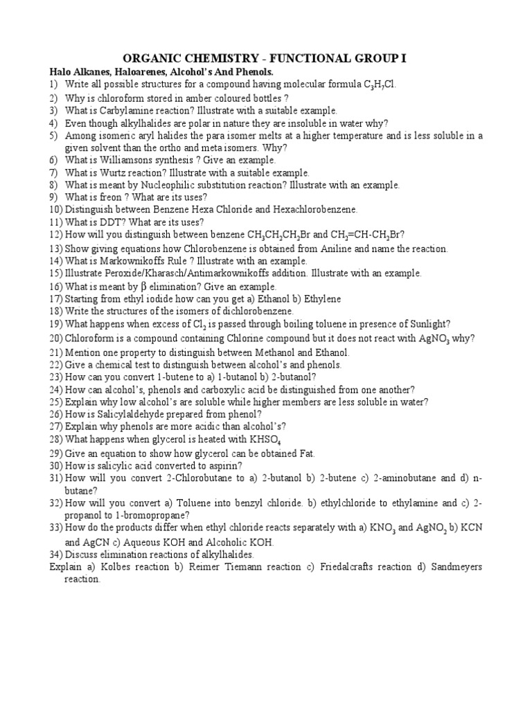 Organic Chemistry - Functional Group I: Halo Alkanes, Haloarenes ...