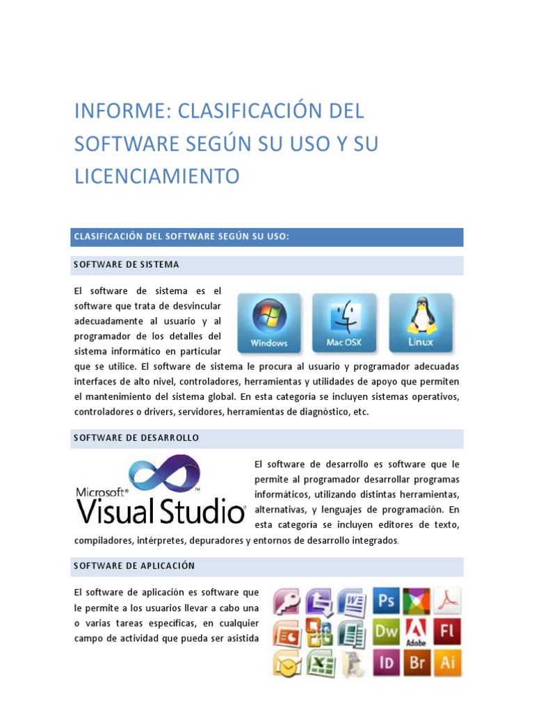 CLASIFICACIÓN DEL SOFTWARE SEGÚN SU USO Y SU LICENCIAMIENTO | Software ...