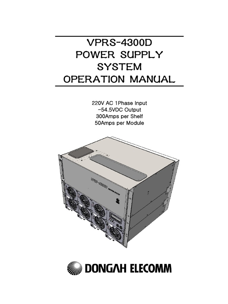 VPRS-4300D운용매뉴얼 (100122) Eng | PDF | Rectifier | Power Supply