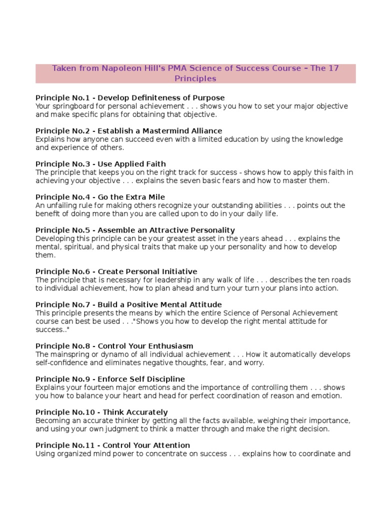 17 Success Principles by Napoleon Hill | PDF | Reason | Habits