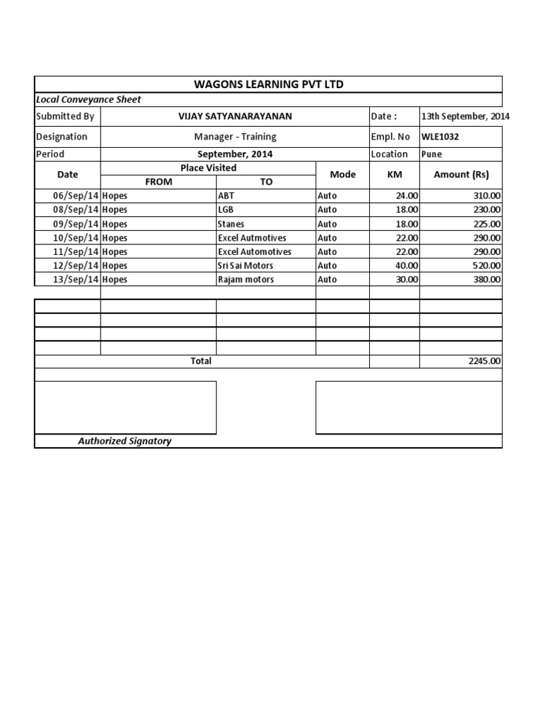 Local Conveyance Sheet | PDF | Business