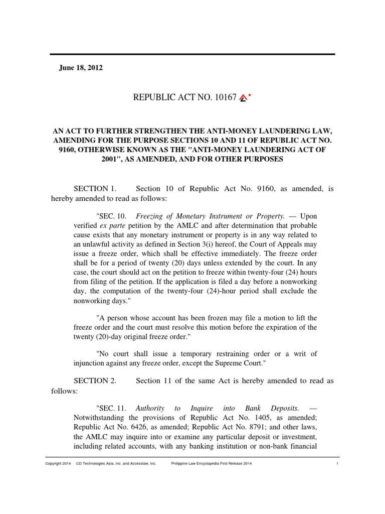 Ra 10167 | PDF | Repeal | Crime & Violence