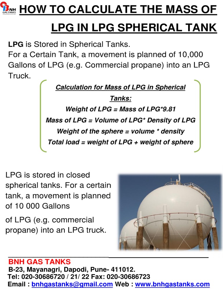 Calculating LPG Mass in Spherical Tanks | PDF
