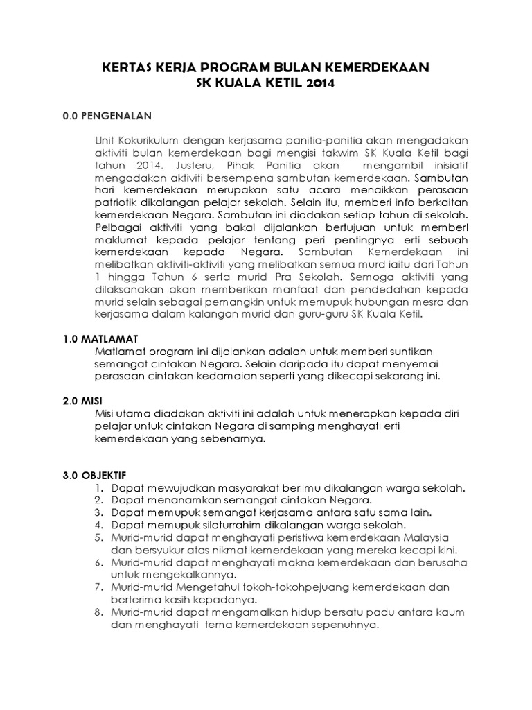 Contoh Kertas Kerja Program Merdeka - KathyqoBoyle