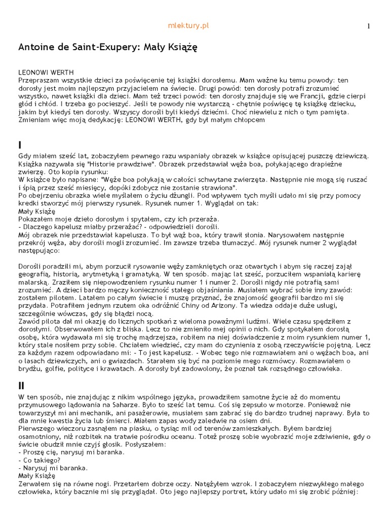 Maly Ksiaze Tekst | PDF