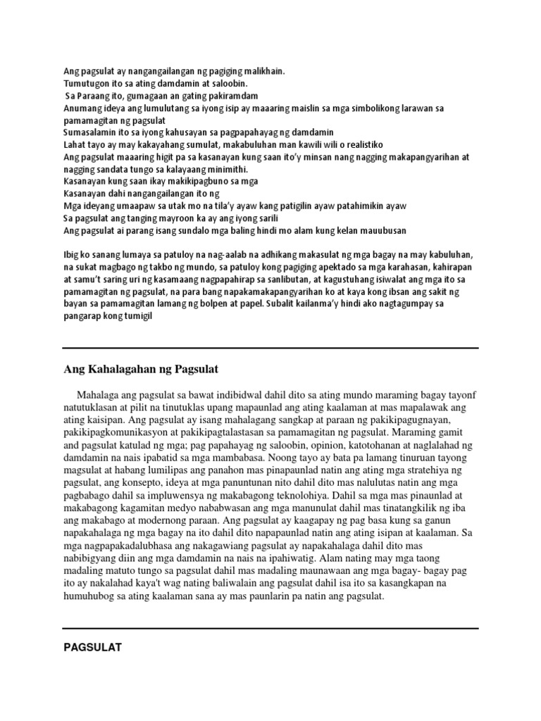 Ang Pagsulat Ay Nangangailangan NG Pagiging Malikhain | PDF