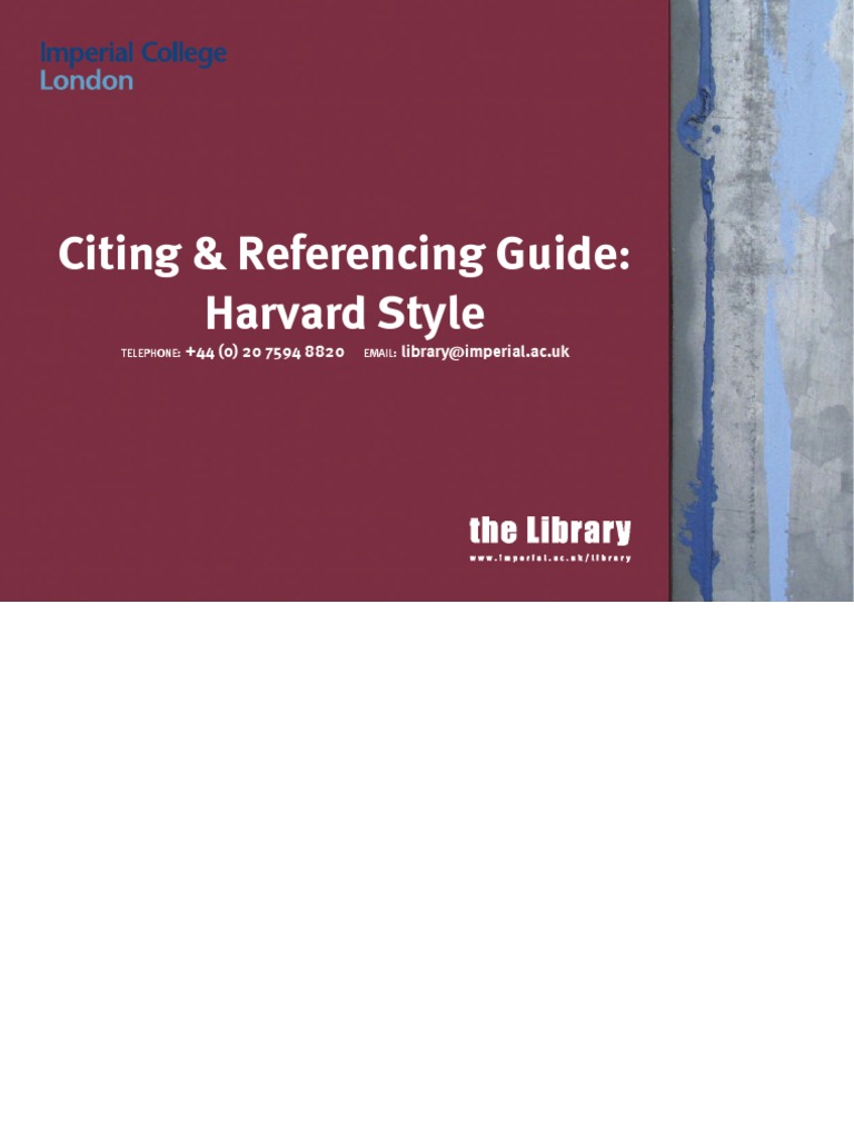 Citing & Referencing Guide: Harvard Style: +44 (0) 20 7594 8820 Library ...