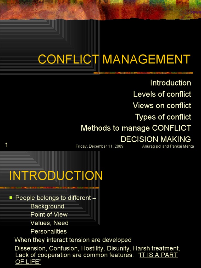 Conflict Management: Levels of Conflict Views On Conflict Types of ...