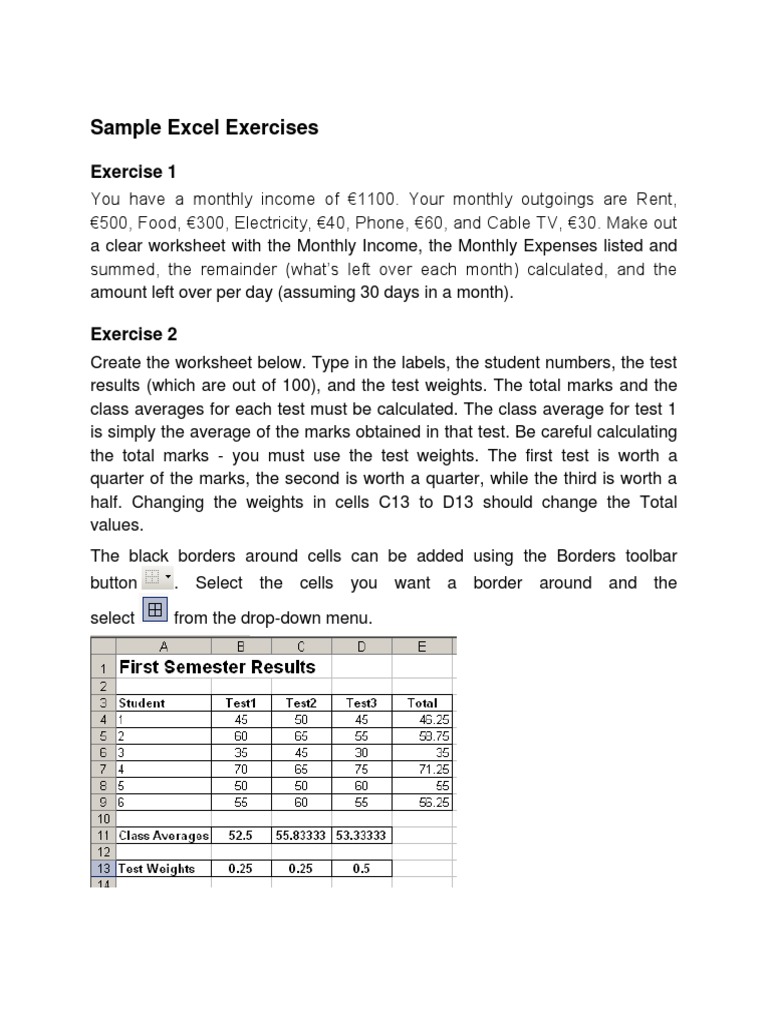 Excel Exercises | PDF | Acceleration | Speed