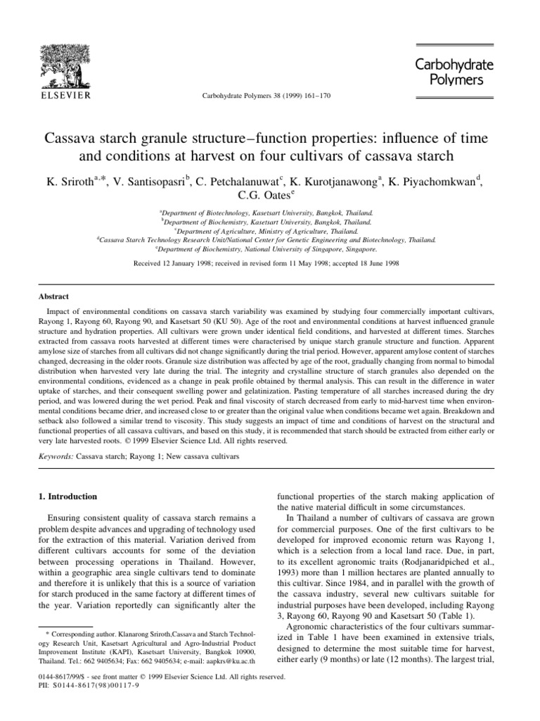 Cassava Starch Granule Structure-Function Properties - Influence of ...