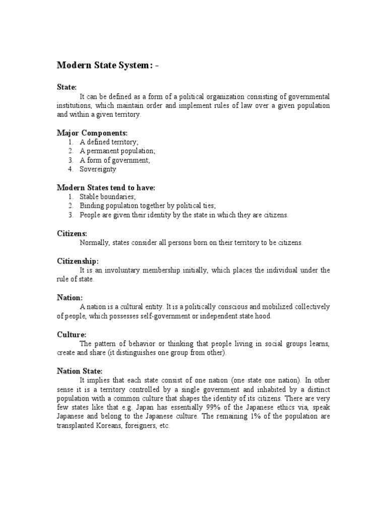 10.modern State System | PDF | Nation State | Nationalism