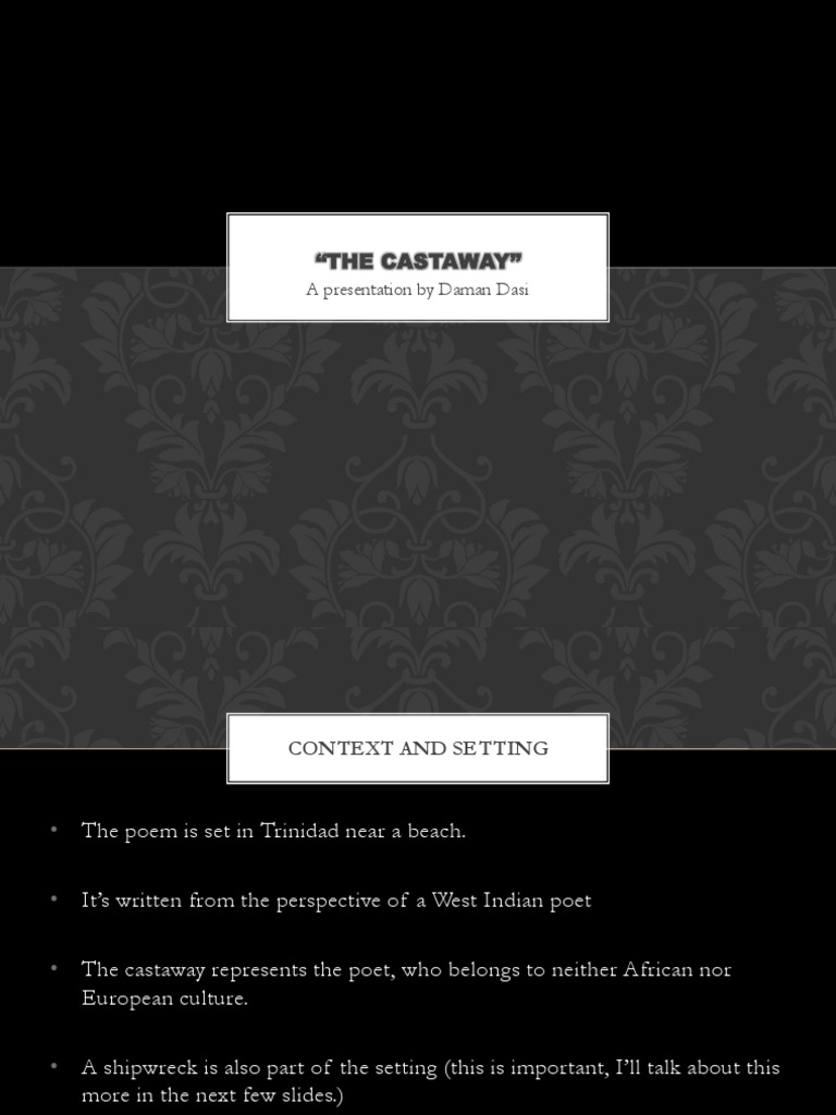 "The Castaway" - Derek Walcott - Presentation - Derek | PDF | Poetry