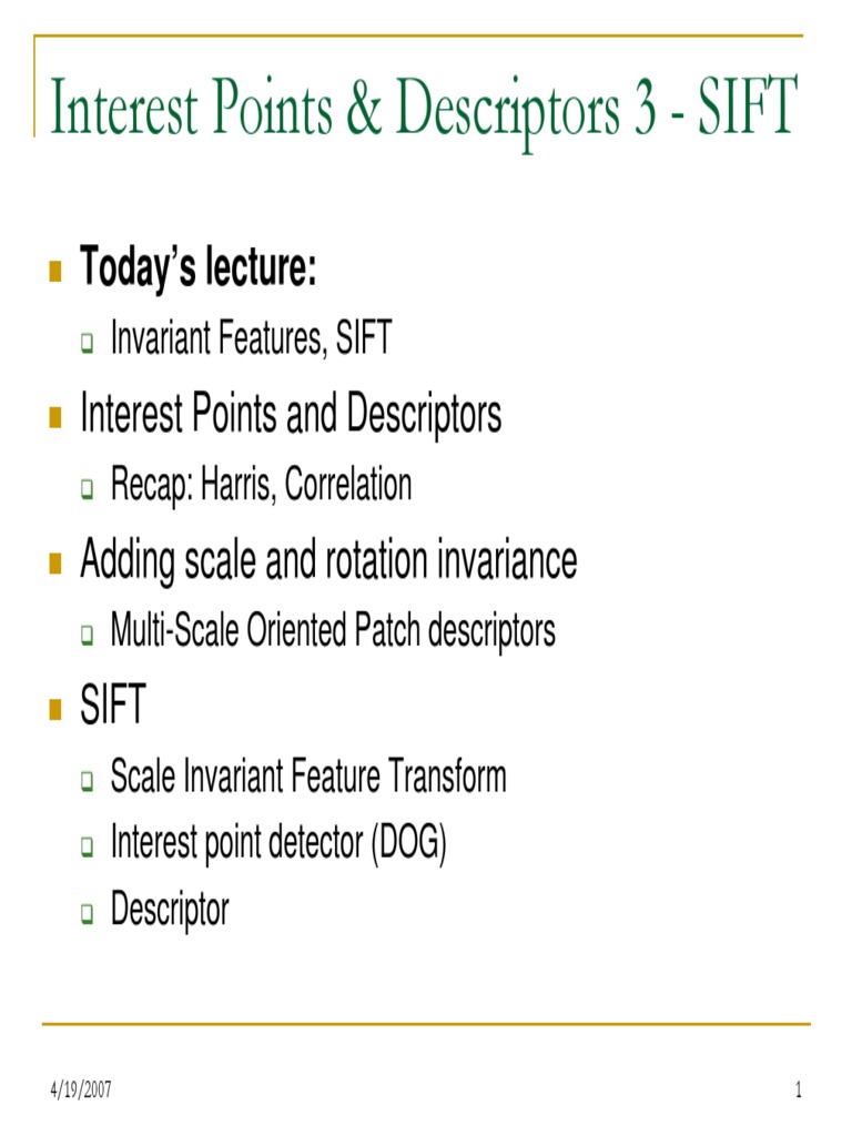 SIFT: Scale Invariant Feature Transform | PDF | Telecommunications ...