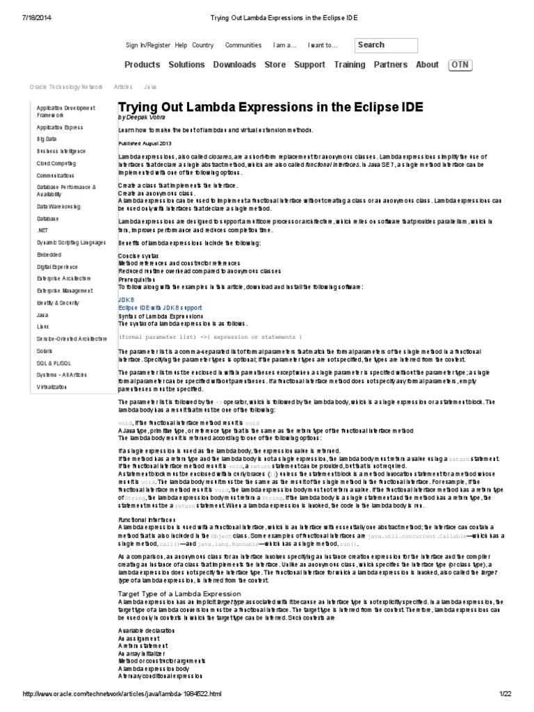 Trying Out Lambda Expressions in The Eclipse IDE | PDF | Anonymous Function | Parameter ...