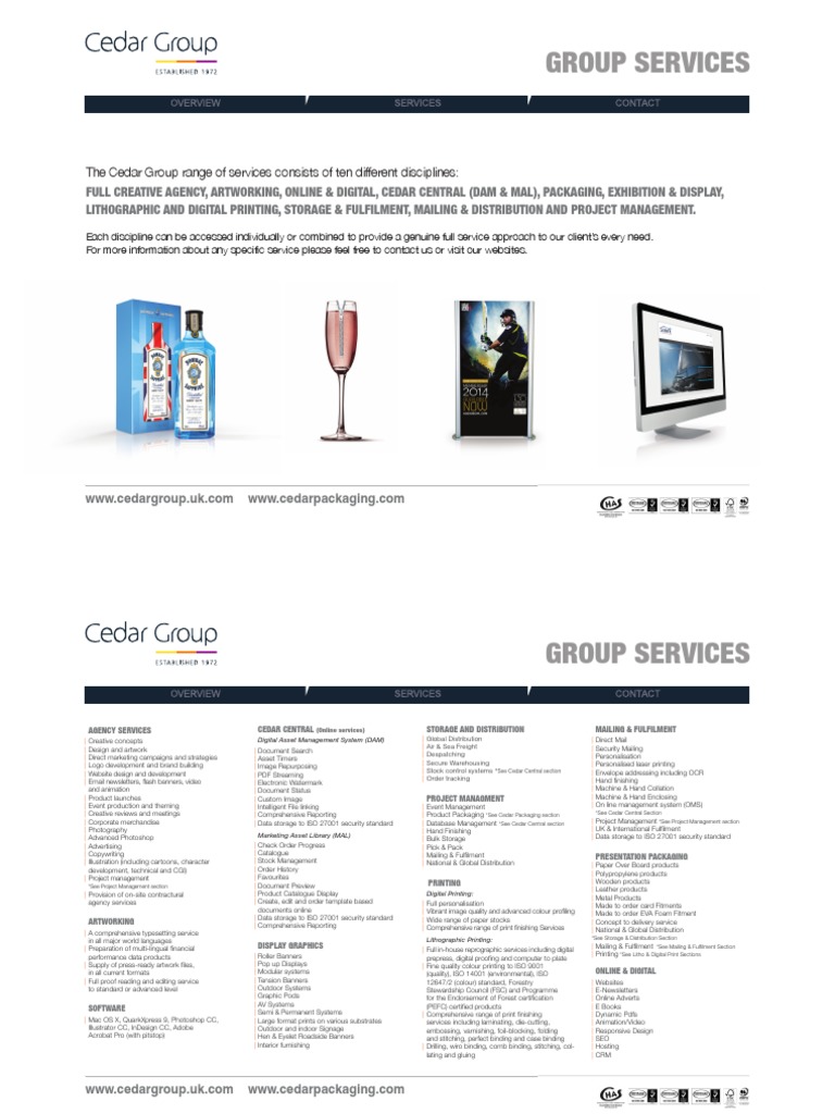 Group Services: The Cedar Group Range of Services Consists of Ten ...