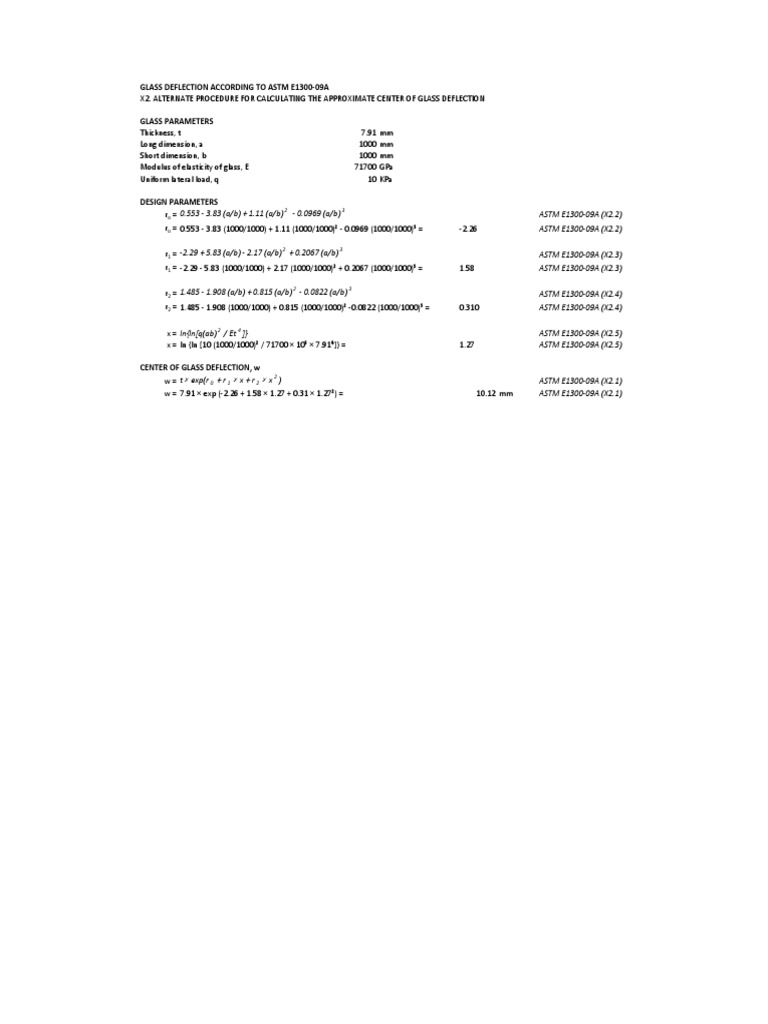 ASTM E1300-09A GLASS DEFLECTION CALCULATION | PDF