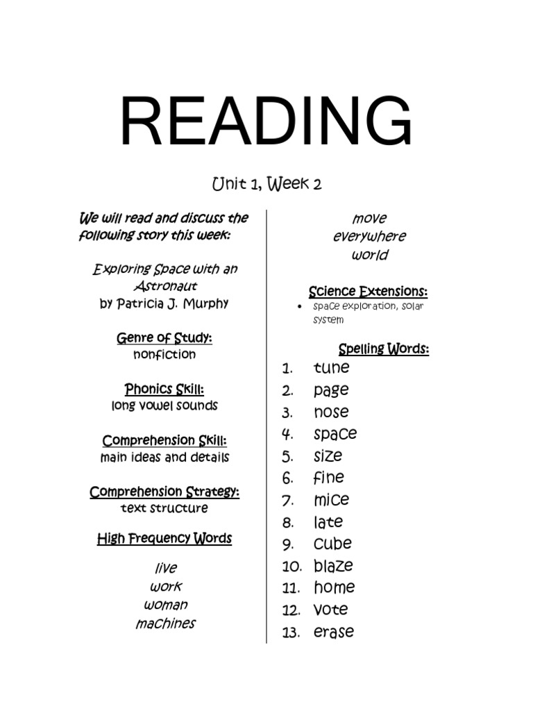 Readingweeklyparentinfou 1 W 2 Rev | PDF | Reading Comprehension ...