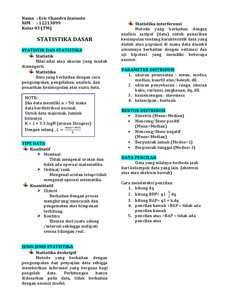Statistika Dasar | PDF | Komputer