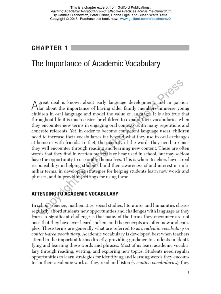 The Importance of Academic Vocabulary | PDF | Vocabulary | English Language