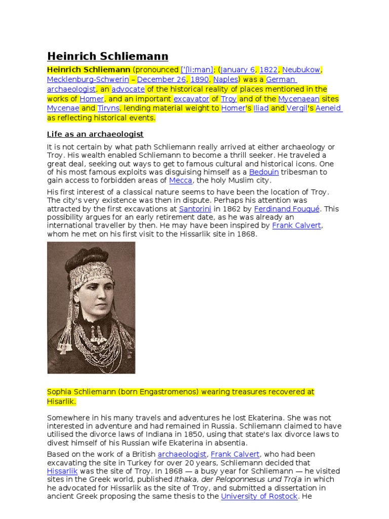 Heinrich Schliemann | Troy | Archaeology