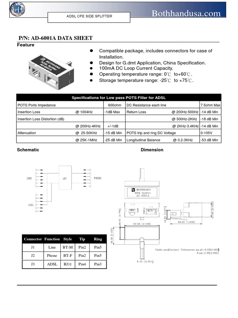 P/N: Ad-6001A Data Sheet: Feature | PDF