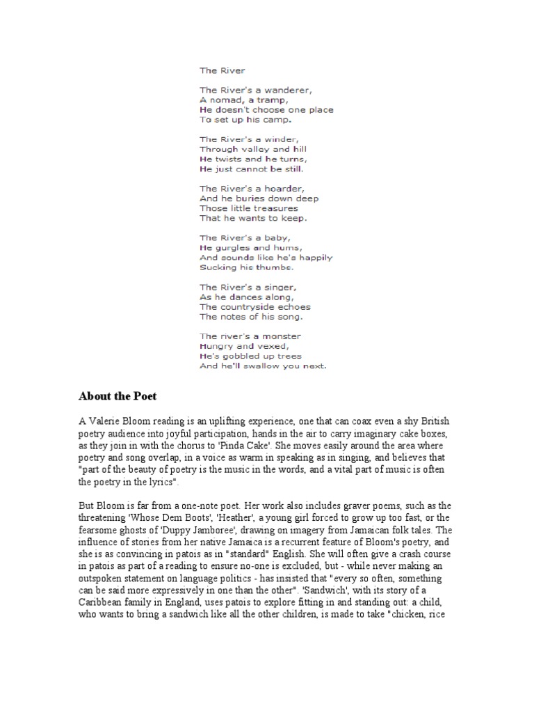 The River - Valerie Bloom | PDF | Jamaica | Poetry