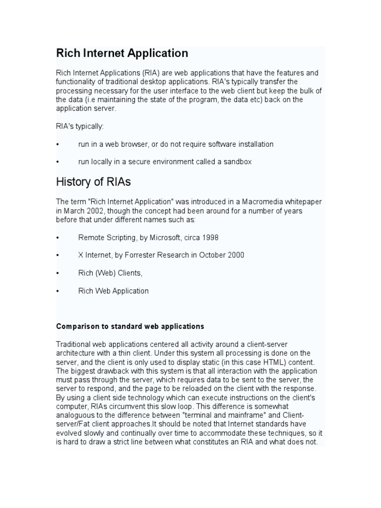 Rich Internet Application: History of Rias | PDF | Rich Internet ...