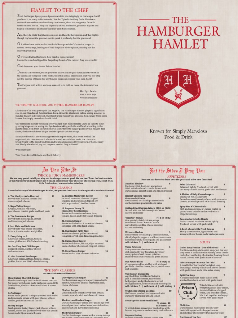 The Hamburger Hamlet Menu | PDF | Salad | Hamburgers