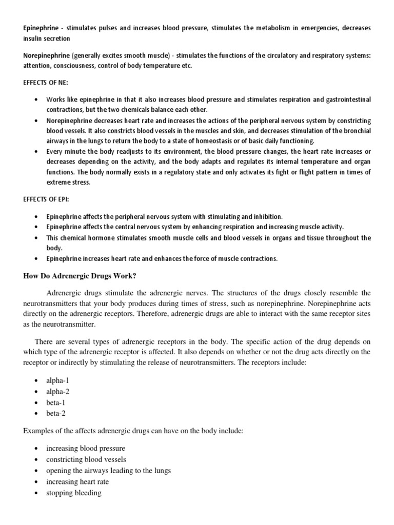 Adrenergic Drugs | Download Free PDF | Epinephrine | Norepinephrine