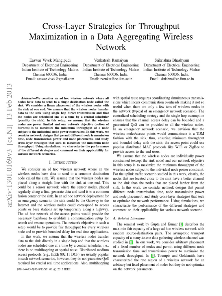 Cross-Layer Strategies For Throughput Maximization in A Data Aggregating Wireless Network | PDF ...