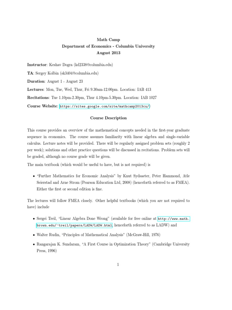 Syllabus Preliminary | PDF | Real Analysis | Mathematical Optimization