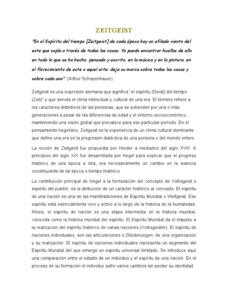 Entendiendo el Concepto de Zeitgeist | PDF | Metafísica | Teorías filosóficas