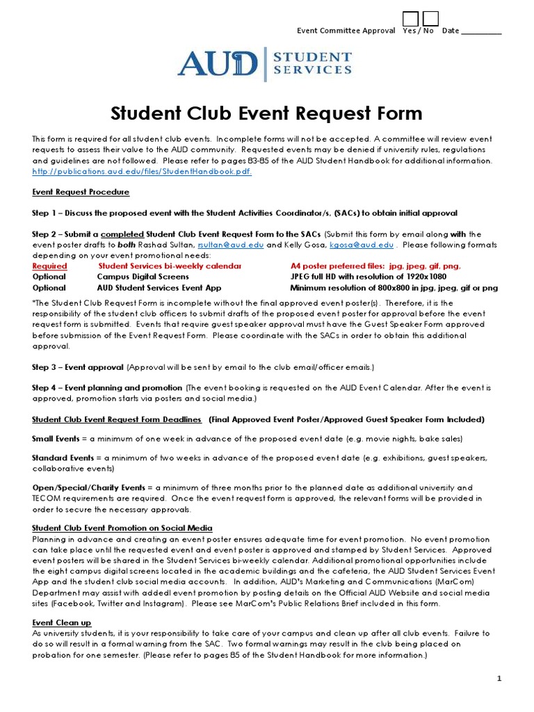Student Club Event Request Guidelines | PDF | Marketing Communications ...