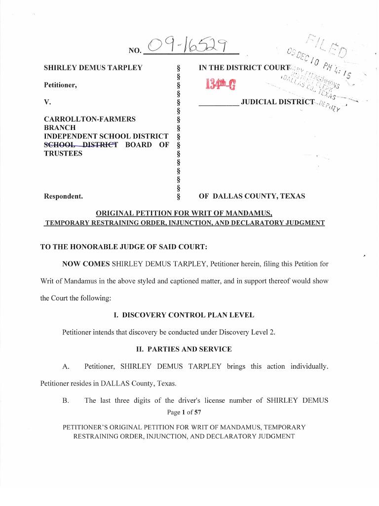 Writ of Mandamus Petition Against C-FB ISD | PDF