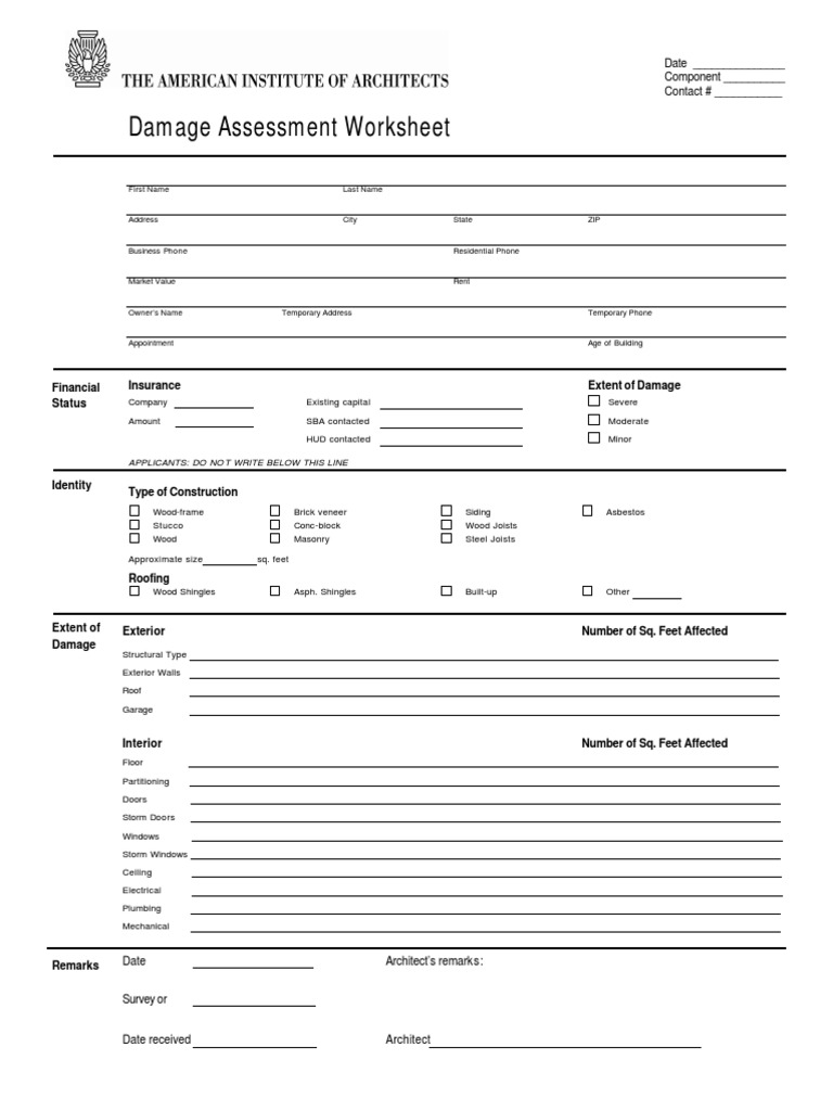 Builiding Damage Assessment Worksheet | Download Free PDF | Wood | Real ...