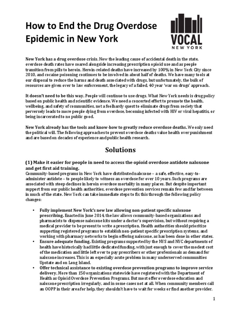 NY Drug Overdose Solutions Guide | PDF | Naloxone | Drug Overdose