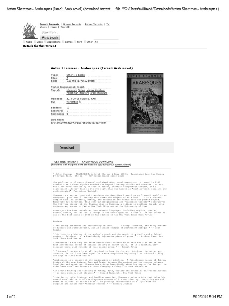 Download Anton Shammas' Arabesques | PDF | Languages | Poetry