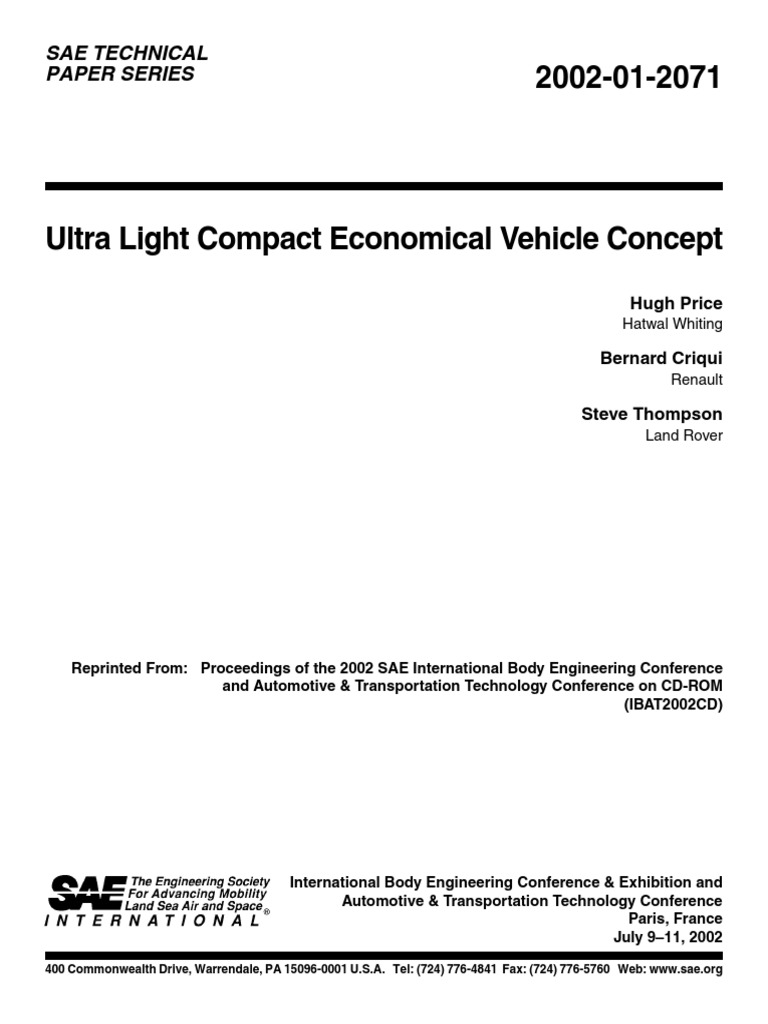 SAE_Paper_2002-01-2071 | Suspension (Vehicle) | Car