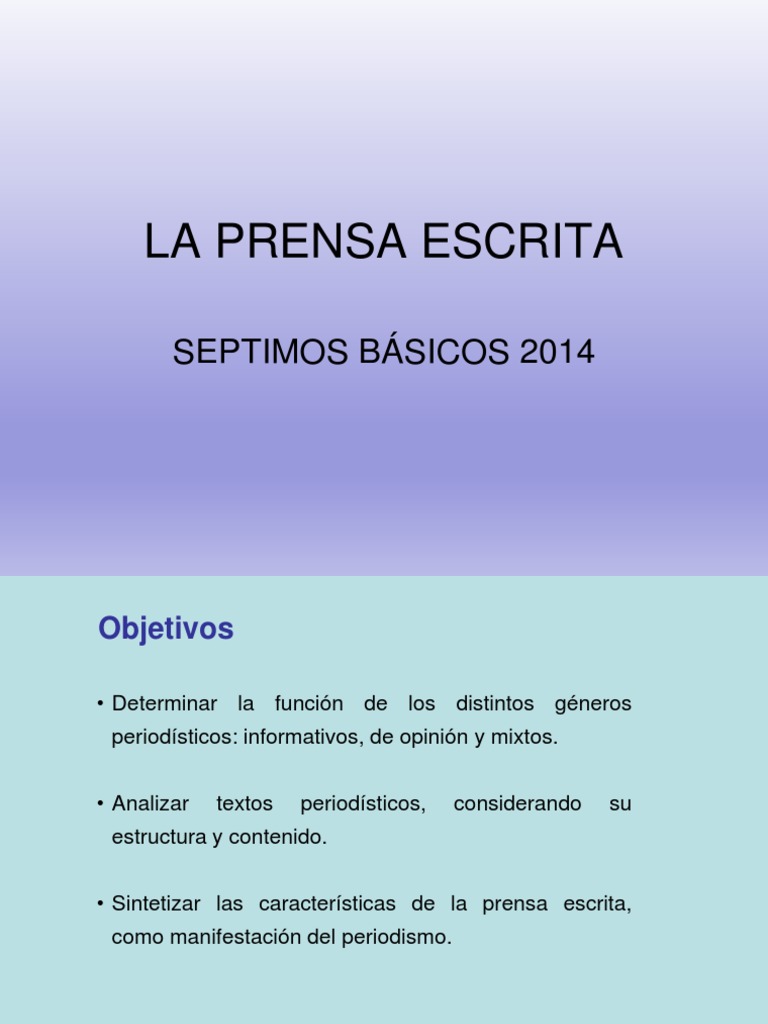 Prensa Escrita 7 Basico 2014 | PDF | Publicación | Periodismo