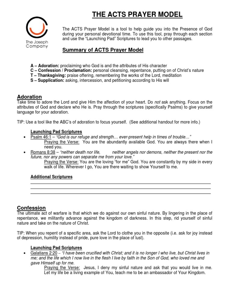 Acts Prayer Model | PDF | Prayer | Confession (Religion)