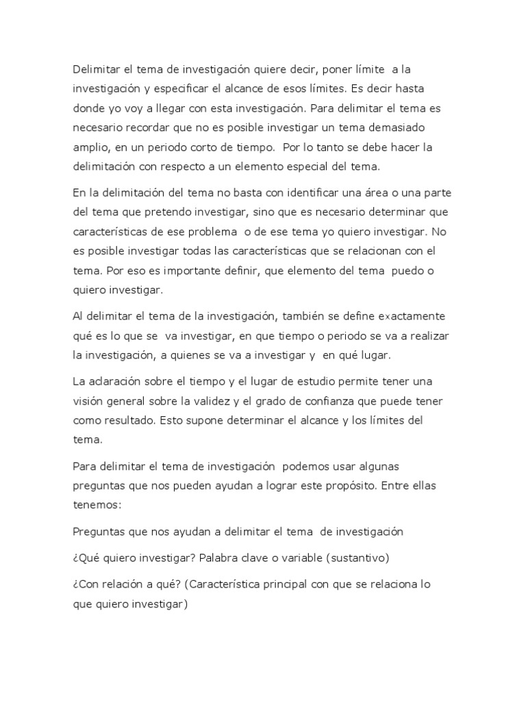 Ejemplos de Delimitaciones | Descargar gratis PDF | Amamantamiento ...