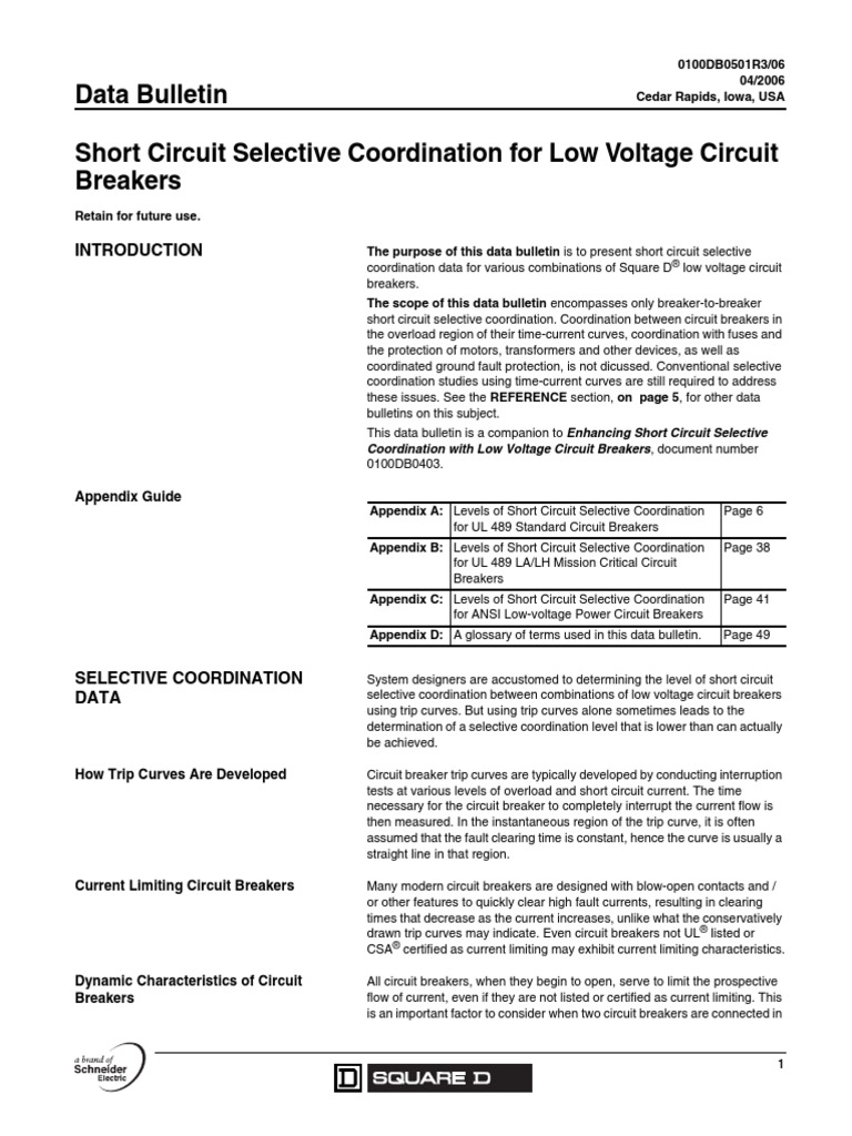 Short Circuit Selective Coordination For Low Voltage | PDF | Electric ...