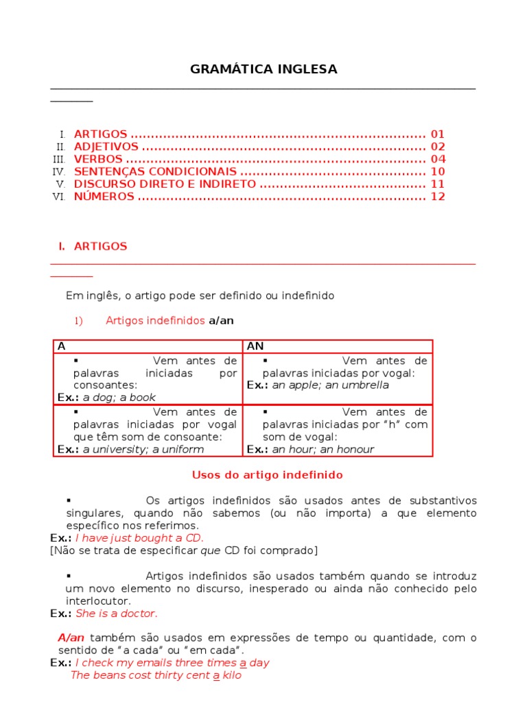 Gramática Inglesa | PDF | Tipologia linguística | Semântica lexical