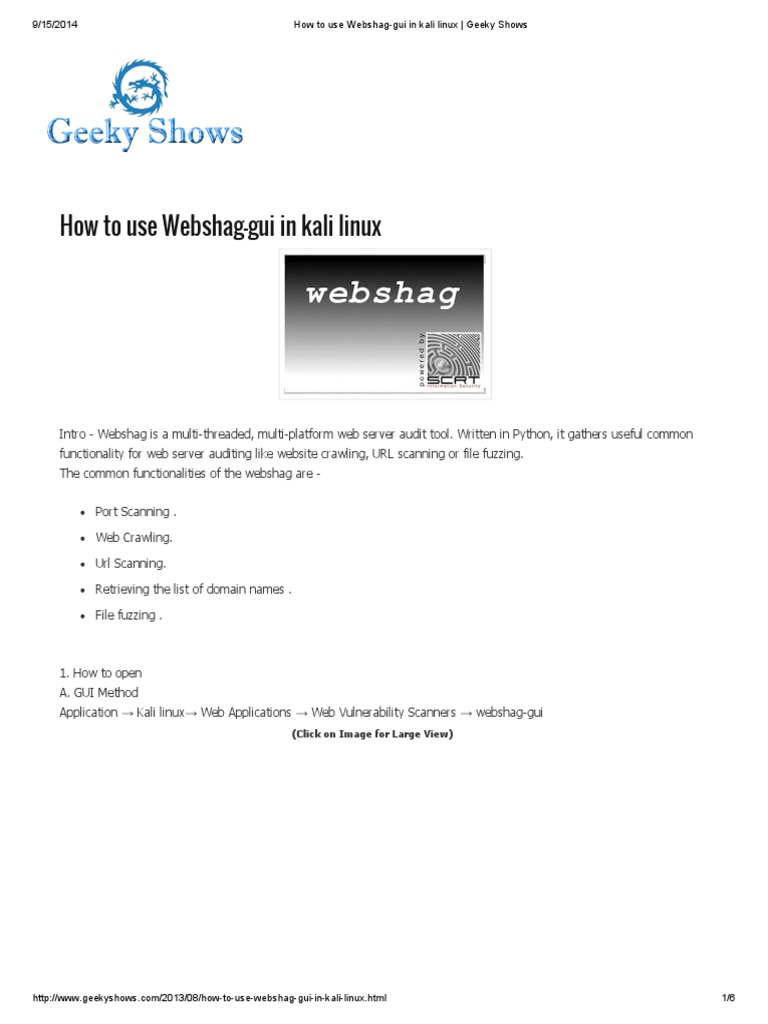 How To Use Webshag-Gui in Kali Linux - Geeky Shows | PDF | World Wide ...