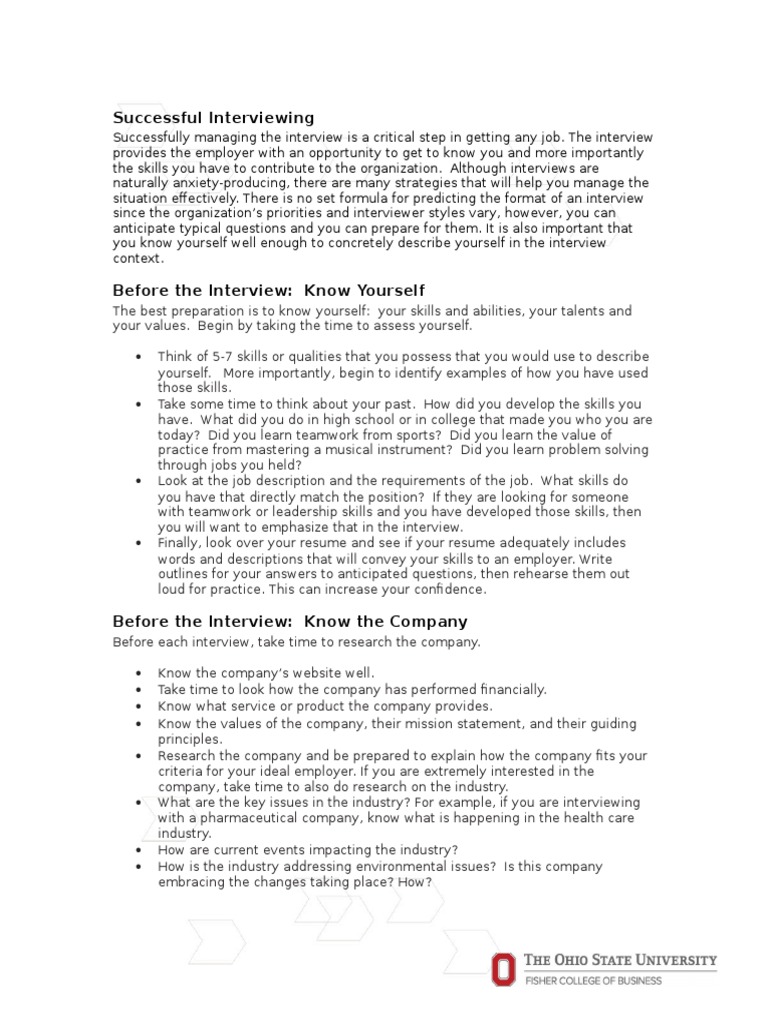 Interview Basics | PDF | Nonverbal Communication | Interview