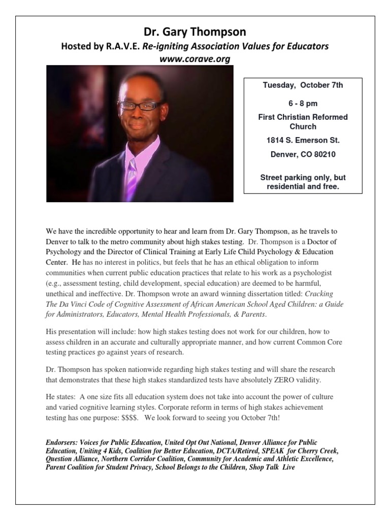 Dr. Thompson on High Stakes Testing | PDF | Career & Growth | Wellness