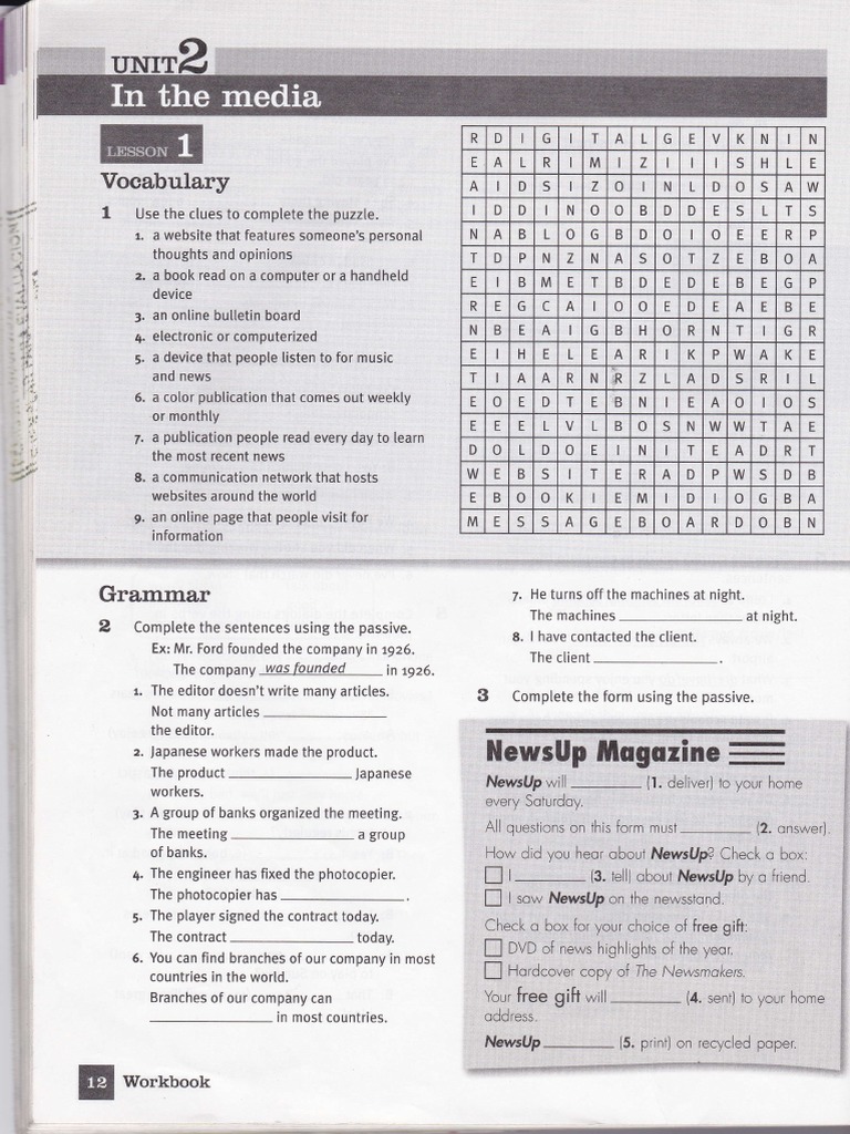 Unit 2 - Workbook | PDF | Newspapers | News