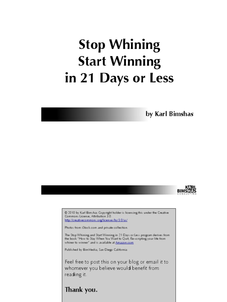 Stop Whining Start Winning 21 | PDF | Leadership | Feeling